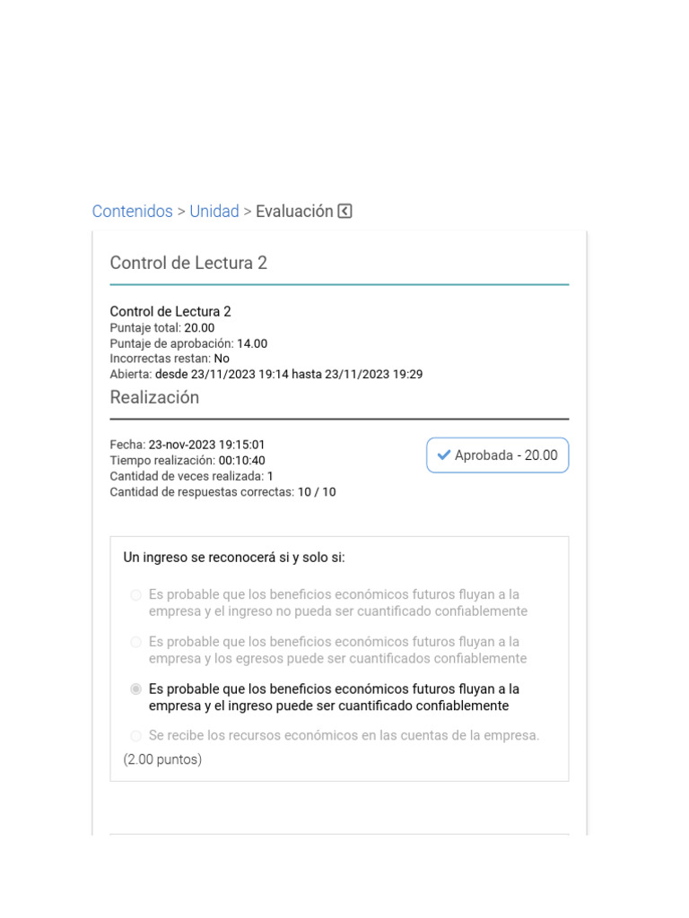 Control de Lec 2 20 de 20 | PDF | Pagos | Business