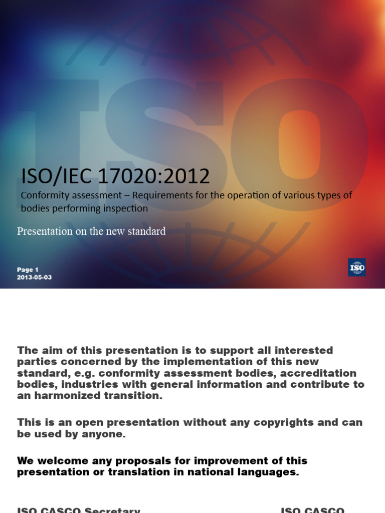 ISO-CASCO - ISO-IEC 17020, Conformity Assessment - Requirements For The Operation of Various ...