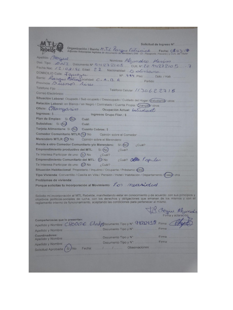 Choque Alejandro | PDF