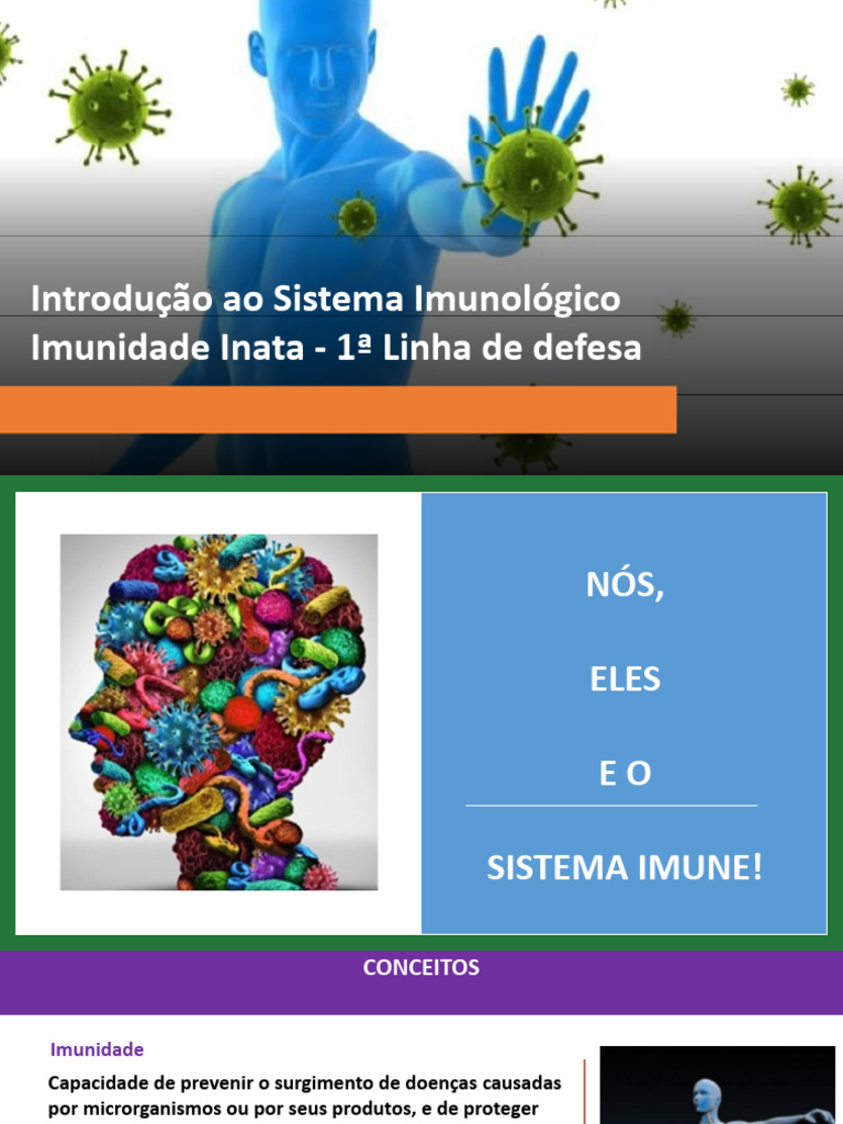 Aula 9 - Introdução Imuno - Imunidade Inata - 1 Linha de Defesa | PDF ...