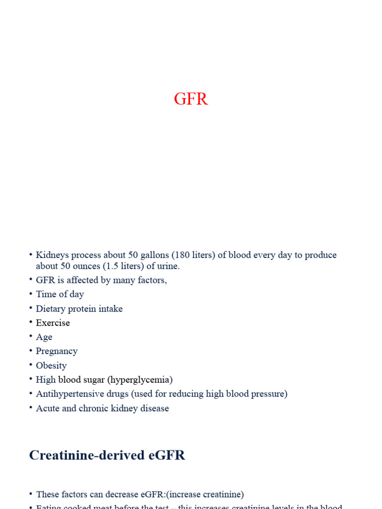 GFR | PDF | Creatinine | Chronic Kidney Disease
