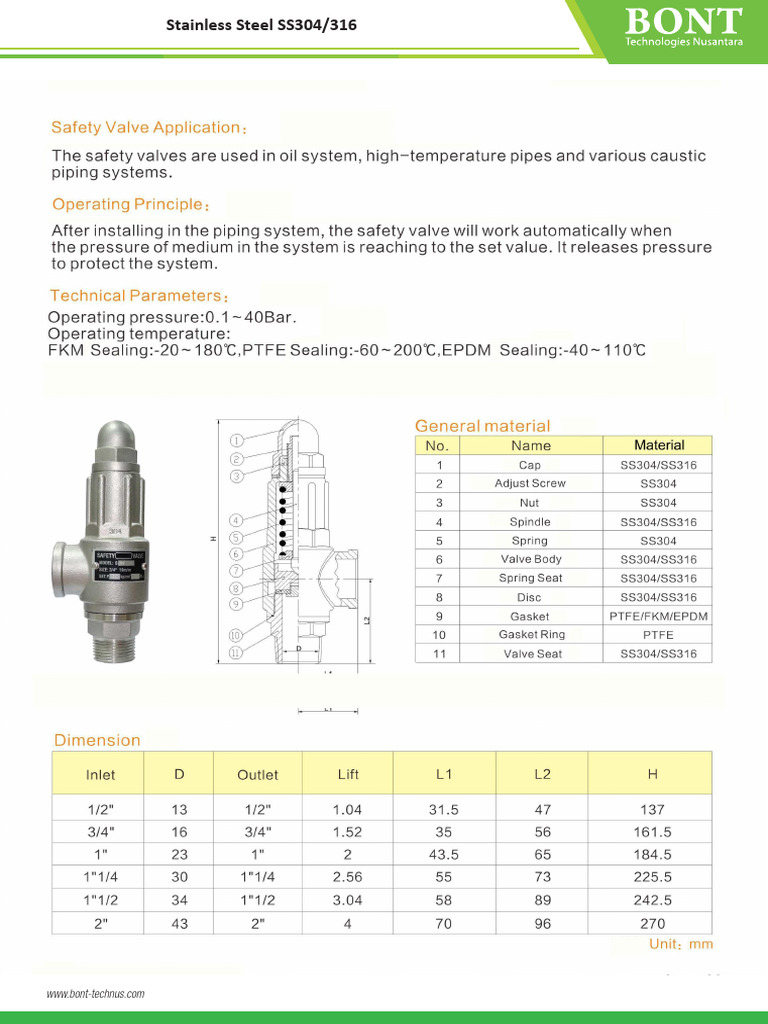 Katalog BONT-Safety Valve SS304,316 | PDF