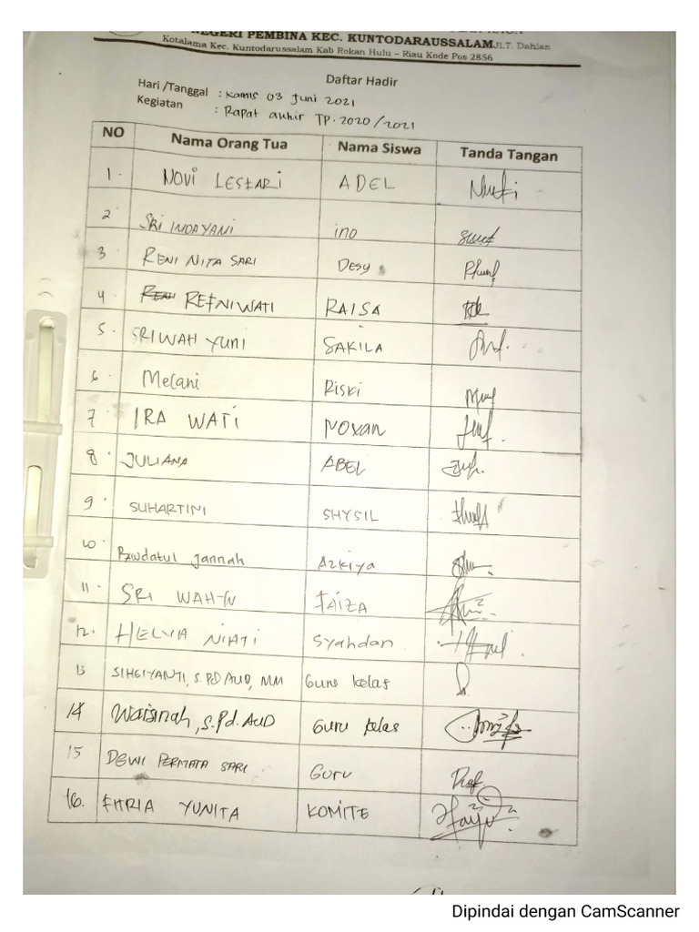 Absensi Parenting | PDF