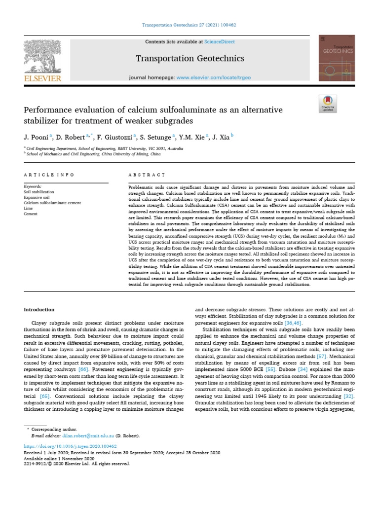CSA Cement for Soil Stabilization | PDF | Cement | Concrete
