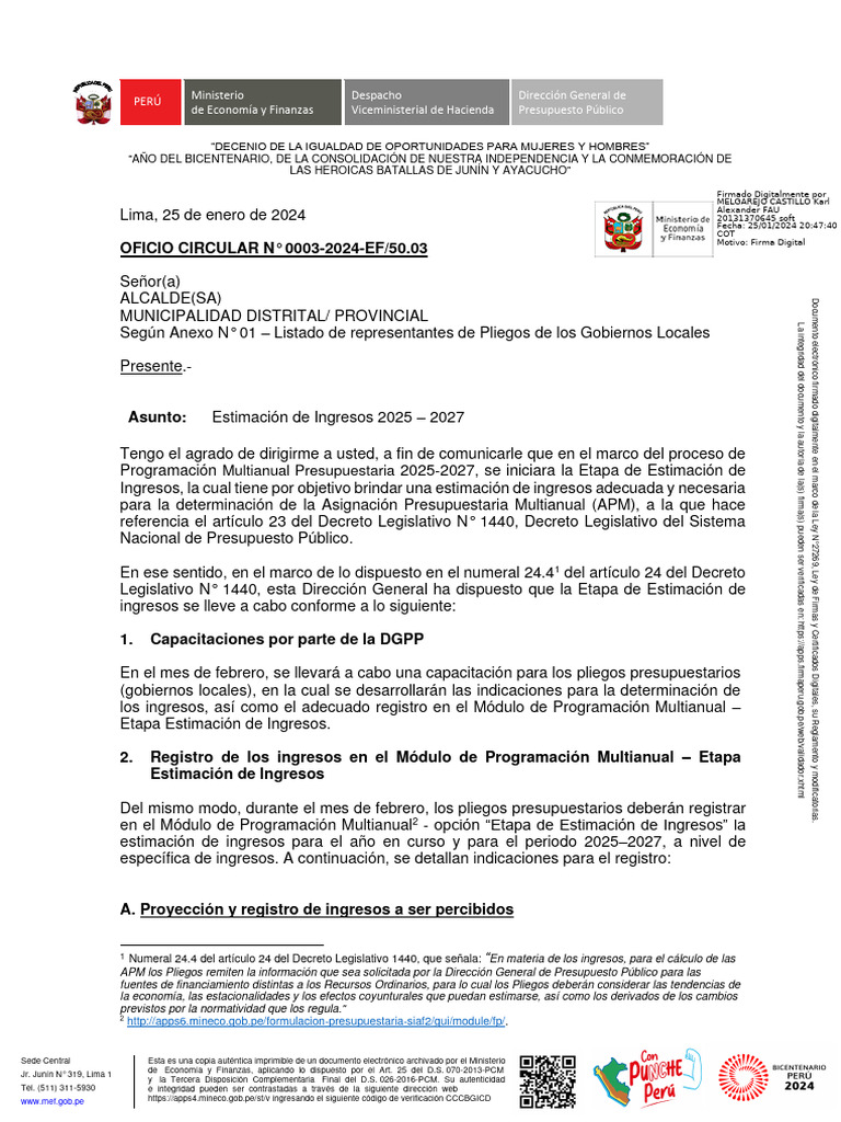 HR 016137 Oficio Circular N 0003 2024 EF 50.03 - INGRESOS | PDF ... HR 016137 Oficio Circular N 0003 2024 EF 50.03 - INGRESOS | PDF ...
