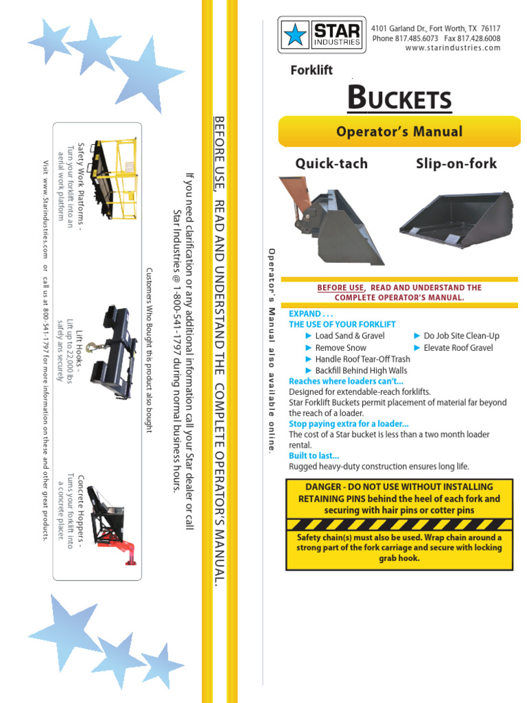 Forklift-Bucket Manual | PDF | Forklift | Cargo