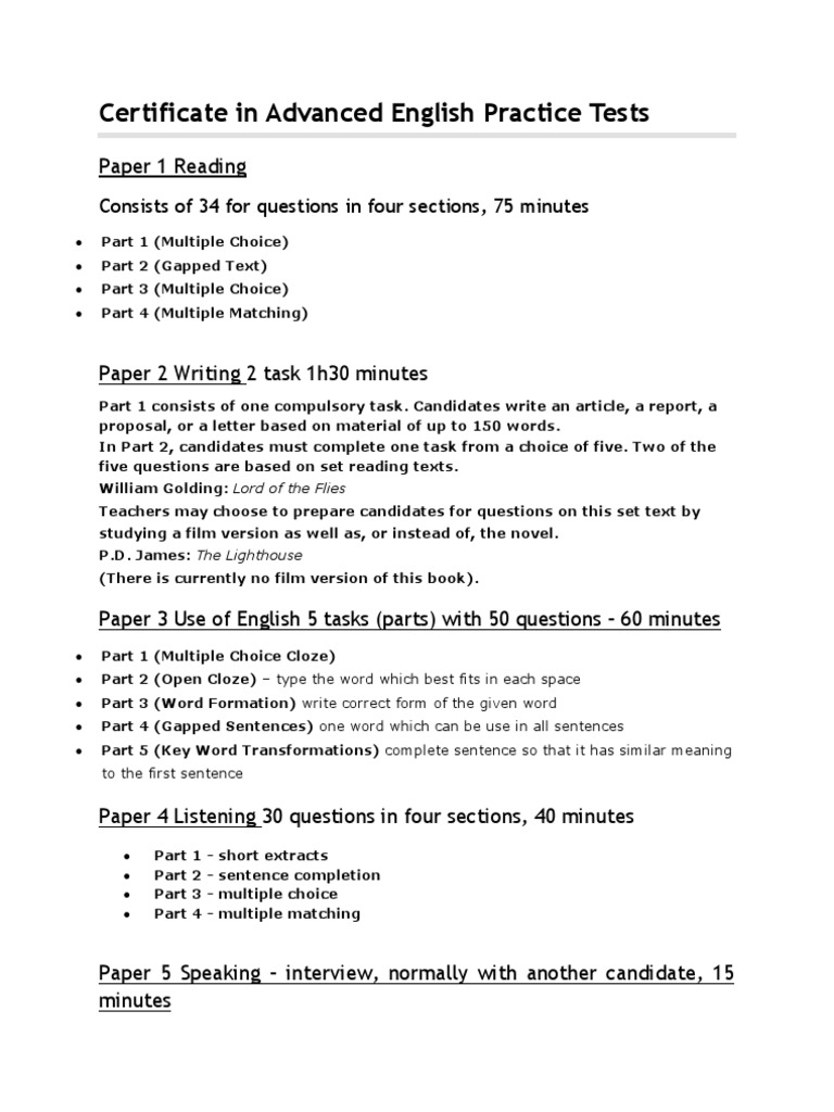 CAE Exam Details | PDF