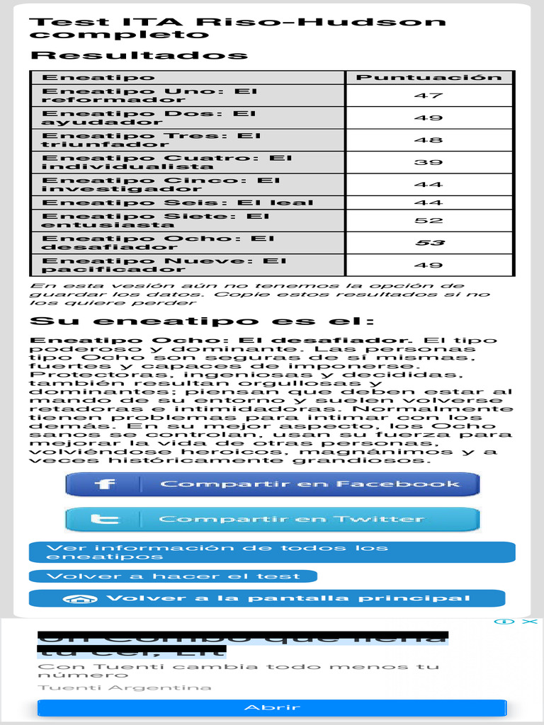 Test Completo Del Eneagrama de La Personalidad de Riso-Hudson | PDF
