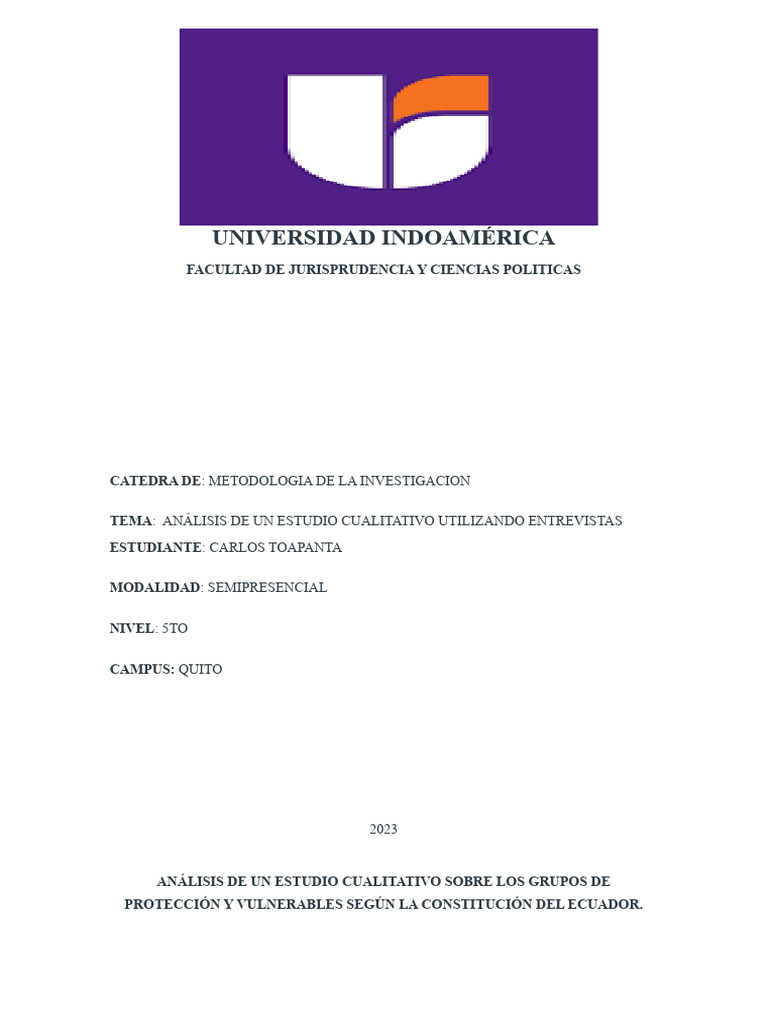 Caratula Universidad Indoamerica | PDF | Ecuador | Justicia