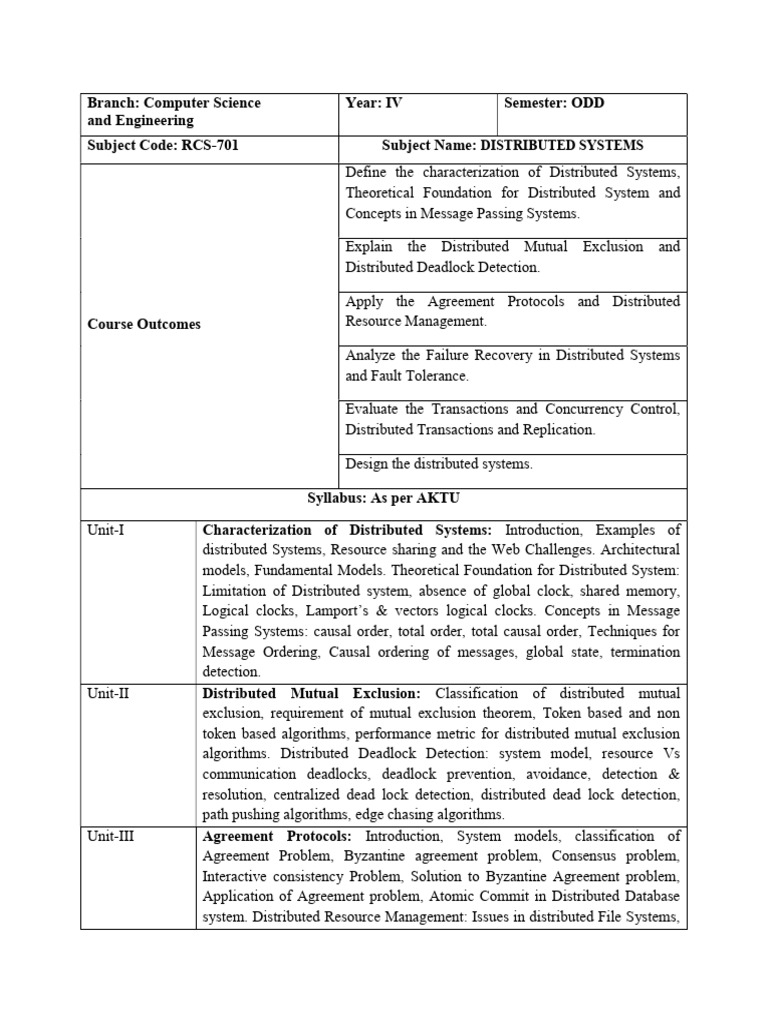 B Tech 4th Year CSE ODD Semester | PDF | Distributed Computing | Cloud Computing