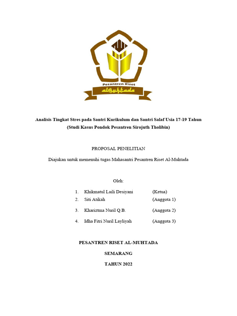 Stres Santri di Pesantren Riset Al-Muhtada | PDF