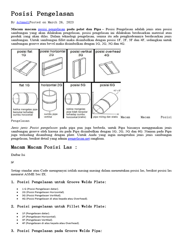 Posisi Pengelasan | PDF