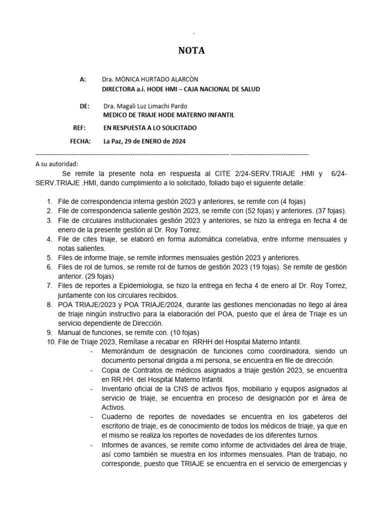 informe DE ENTREGA DE DOCUMENTOS | PDF
