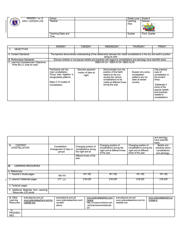 3RD Mod. Part 2 DLL 3RD QRTR G9 | PDF | Constellation | Learning
