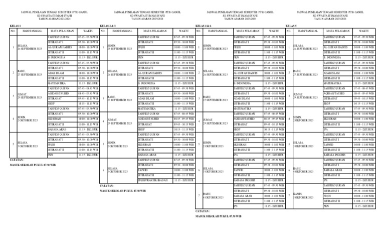 Jadwal UTS Ganjil 2023-2024 | PDF