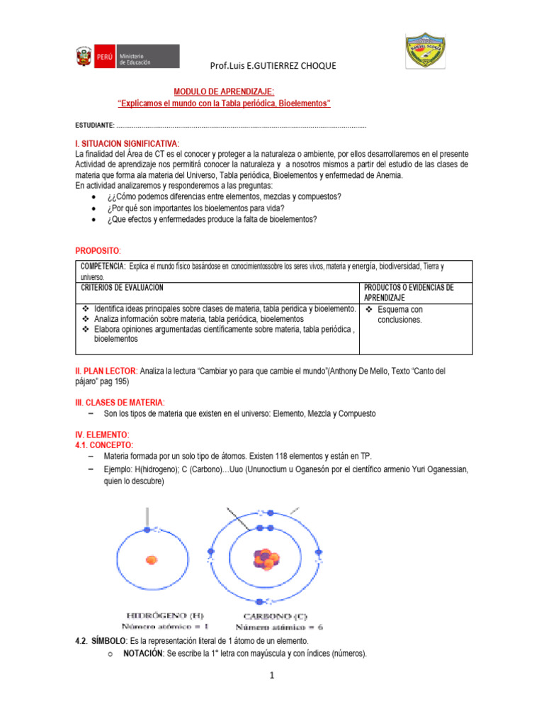 Modulo TP, Bioelementos (Expl-Esquema) | PDF | Biomoléculas | Elementos químicos