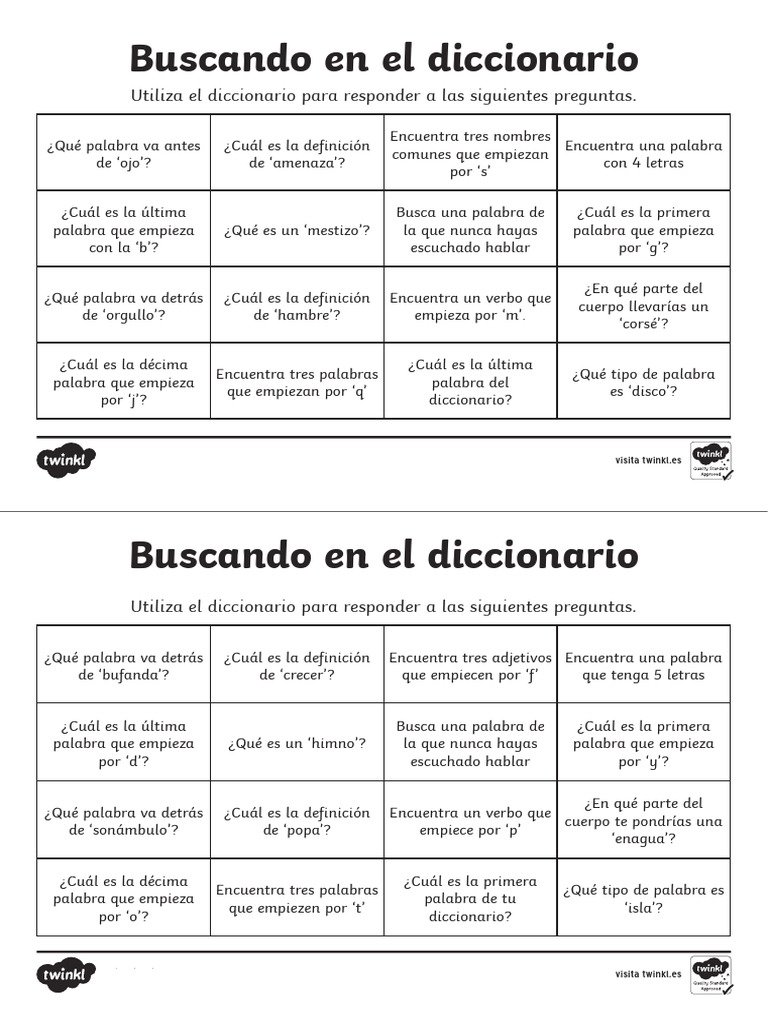 Es SL 2548138 Ficha de Actividad Buscando en El Diccionario - Ver - 1 ...