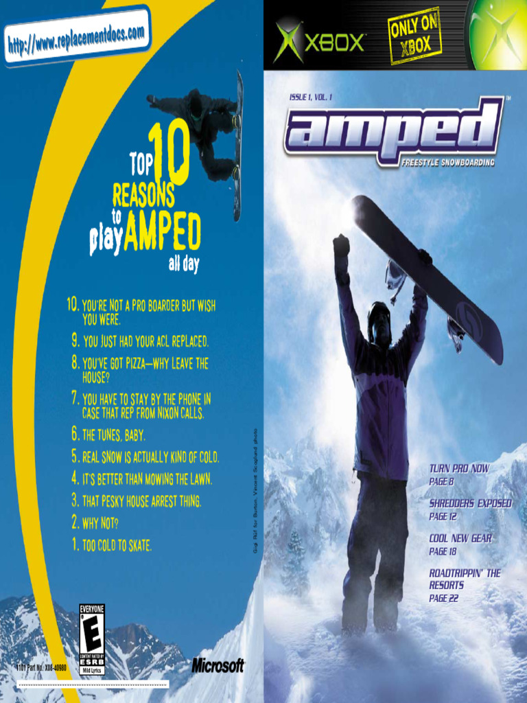 Amped - Freestyle Snowboarding (2001) | PDF | Xbox (Console) | Manual ...