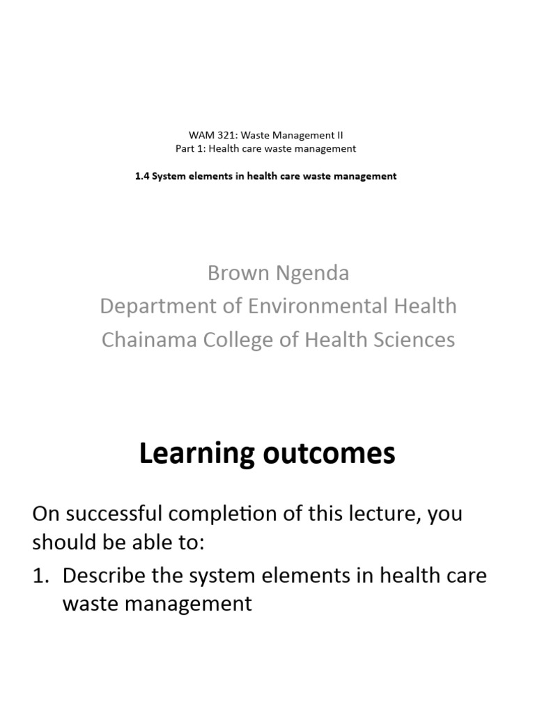 Health Care Waste Management Guide | PDF | Waste | Recycling