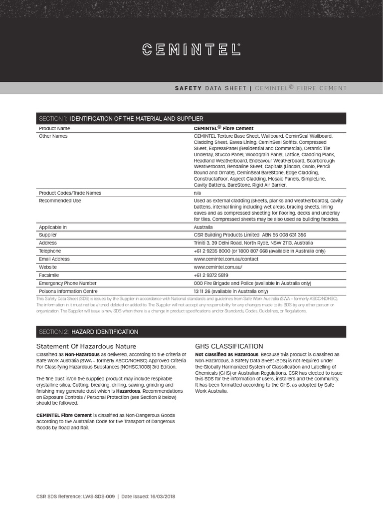 Cemintel Sds Fibre Cement Web 0318 | PDF | Labor Relations | Building ...