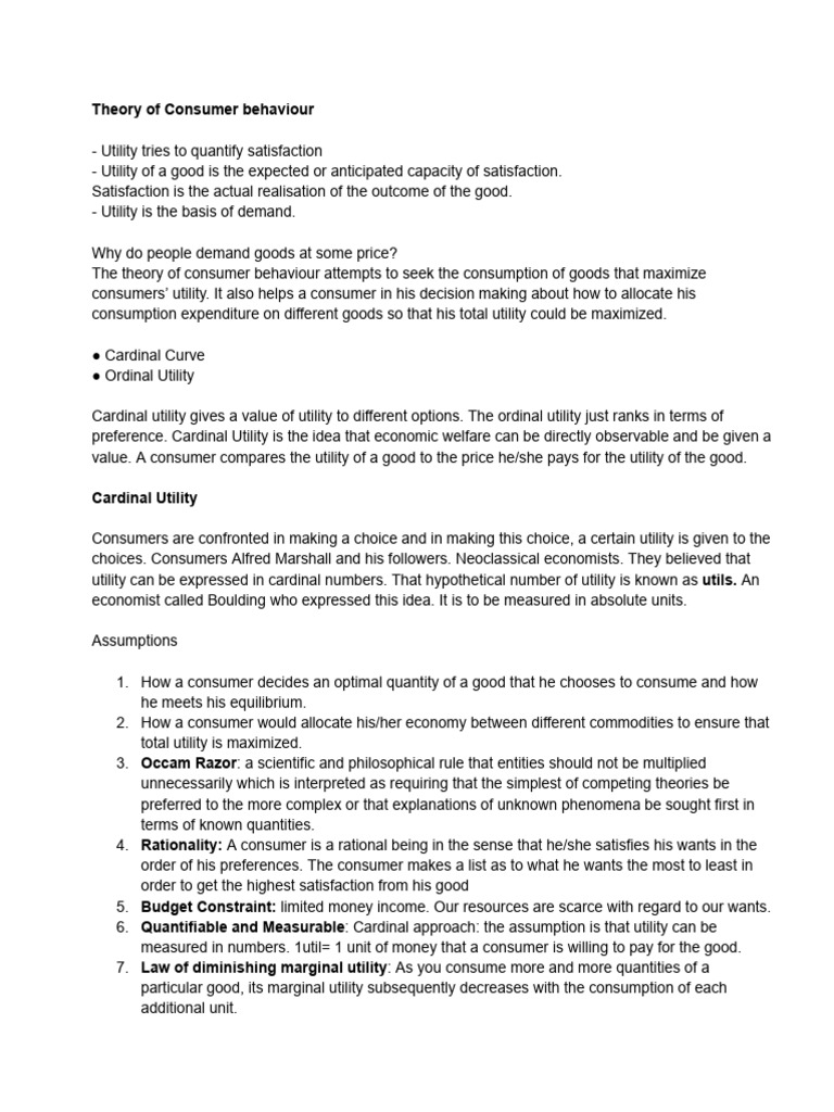 Utility Notes | PDF | Utility | Value (Economics)