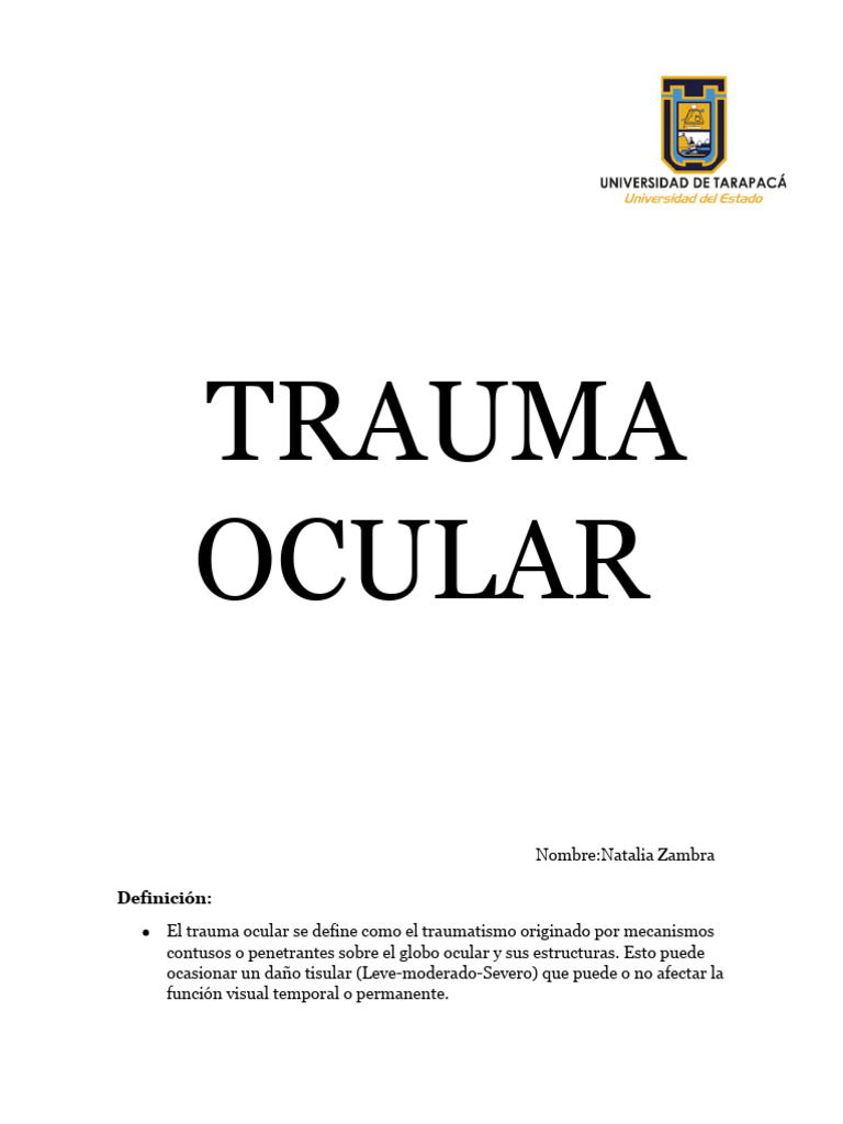 Trauma Ocular | PDF | Lesión | Ojo humano