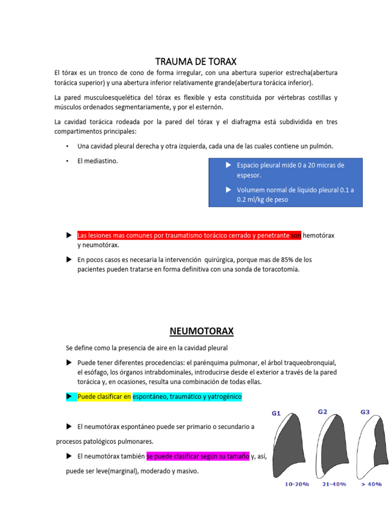 Trauma de Torax | PDF | Lesión | Emergencias Médicas