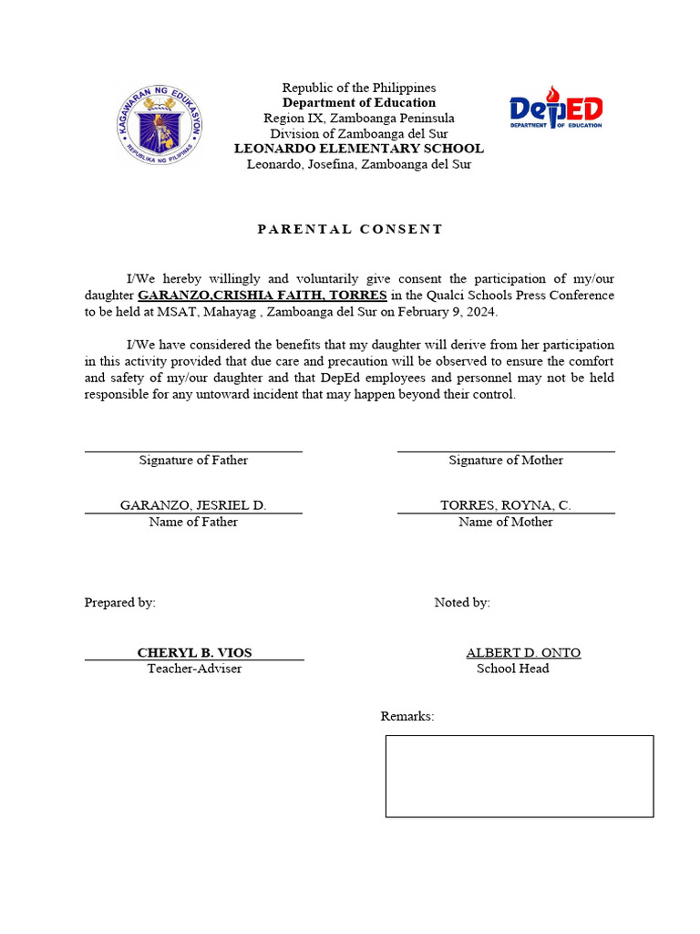 Parental Consent | PDF | Social Institutions | Philippines