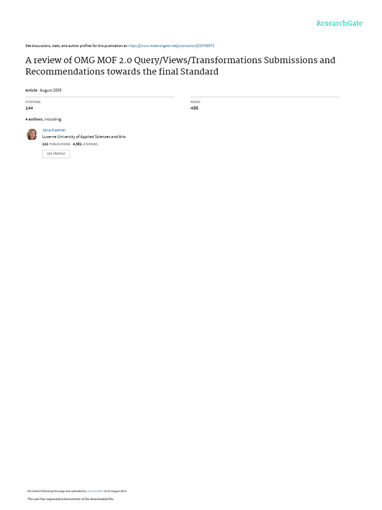 A Review of OMG MOF 20 QueryViewsTransformations S | PDF | Programming ...