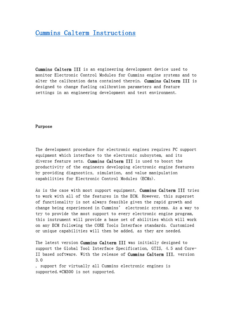 Cummins Calterm Instructions | PDF | Interface (Computing) | Computing