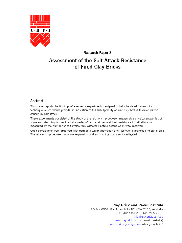 Salt-Attack-Resistance of Brickwork | PDF | Porosity | Brick