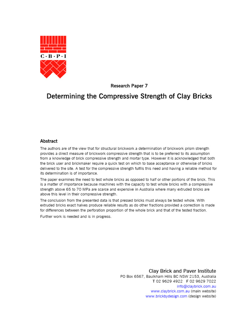 Determining-Compressive-Strength of Brickwork | PDF | Errors And ...