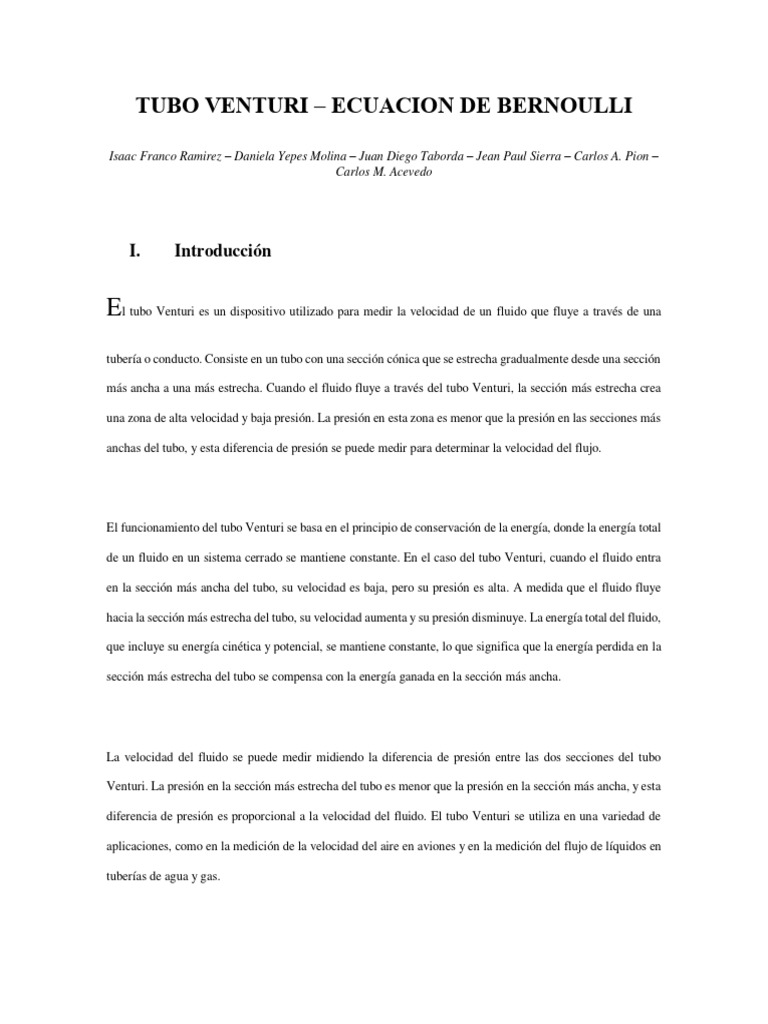 Practica de Laboratorio - Tubo Venturi | PDF | Presión | Túnel de viento