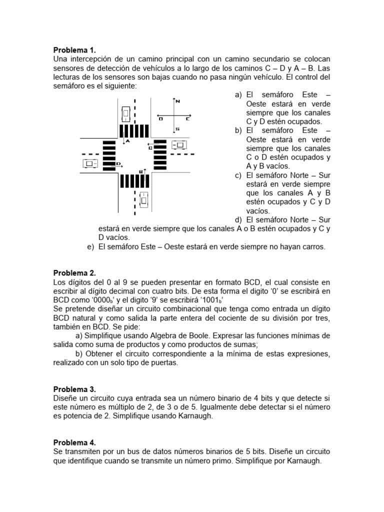 Problemas Boole y Karnaugh | PDF | Decimal codificado en binario | Poco