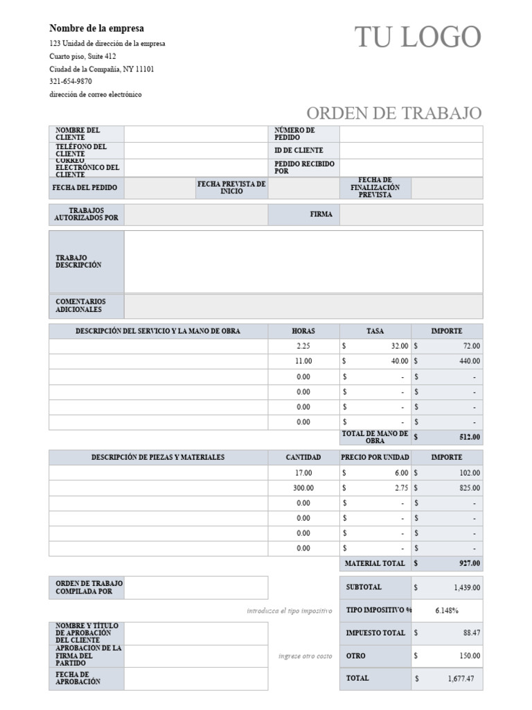 IC Service Work Order Template 27207 ES | PDF | Economias | Industrias ...