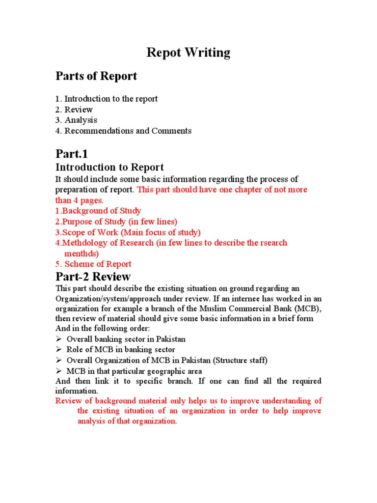 Repot Writing: Parts of Report | PDF | Information | Economies