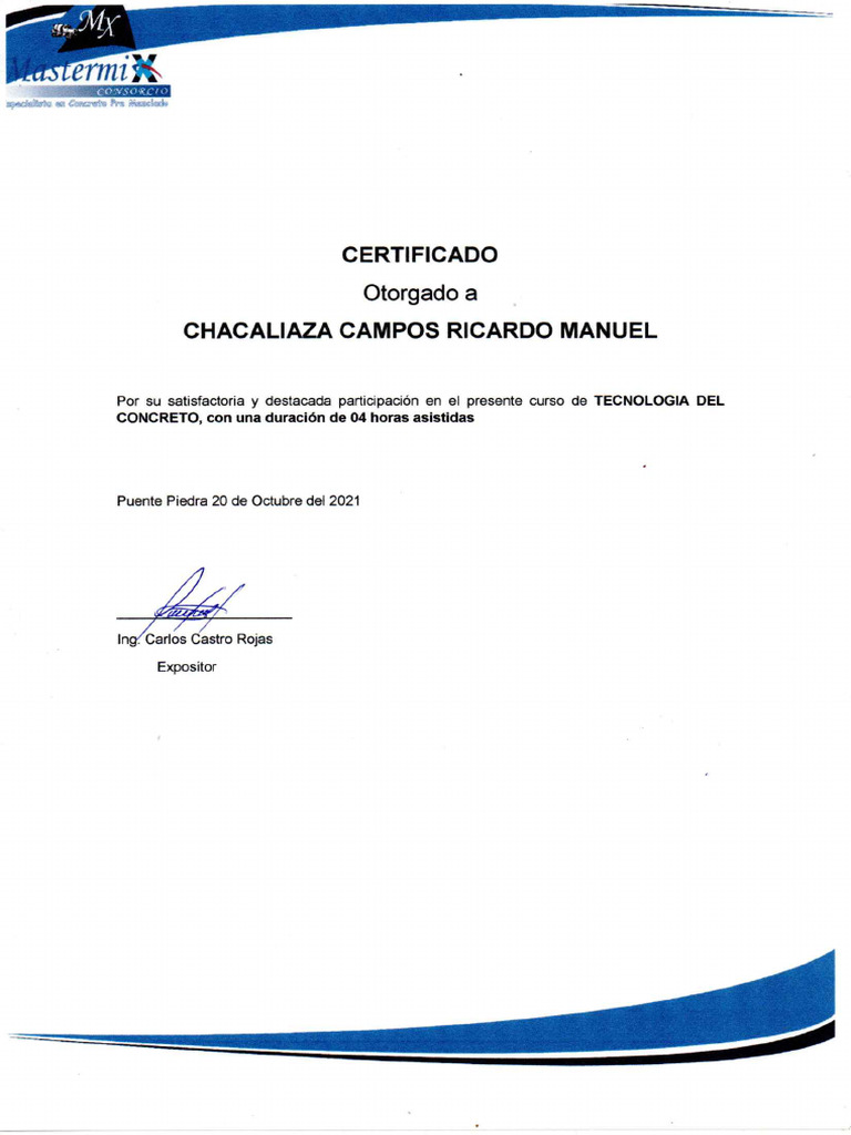 Certificado de Capacitacion | PDF