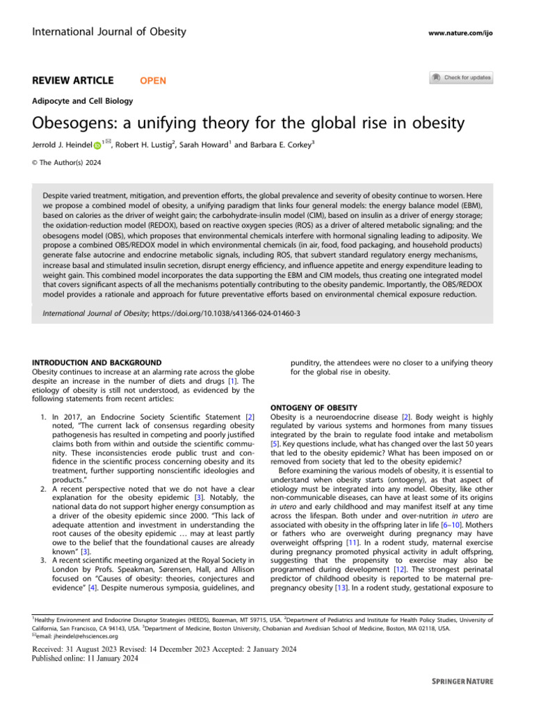 Obesogens: A Unifying Theory For The Global Rise in Obesity ...