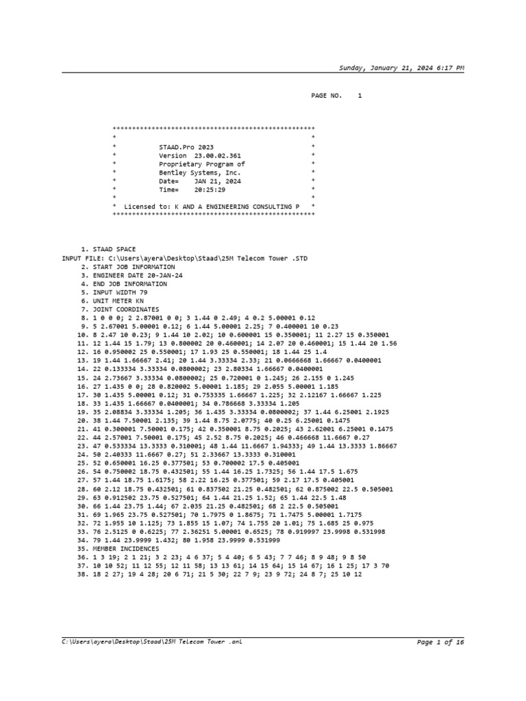 STAAD.Pro 2023 Telecom Tower Analysis | PDF | Applied And ...