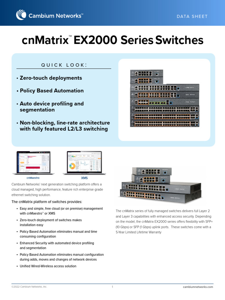 Cambium Networks Data Sheet Cnmatrix EX2000 Series Switches | PDF ...