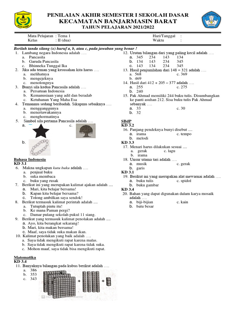 Kelas 2 Tema 1 | PDF