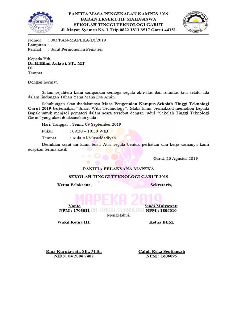 003-Surat Permohonan Pemateri | PDF