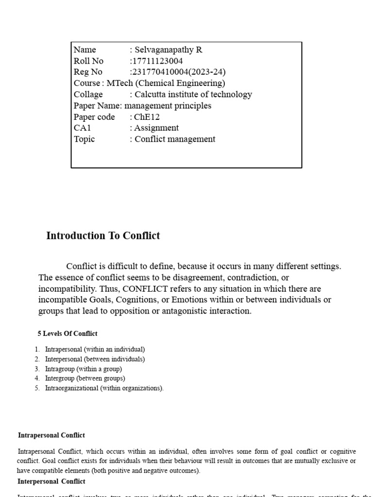 Conflict Management | PDF | Goal | Negotiation