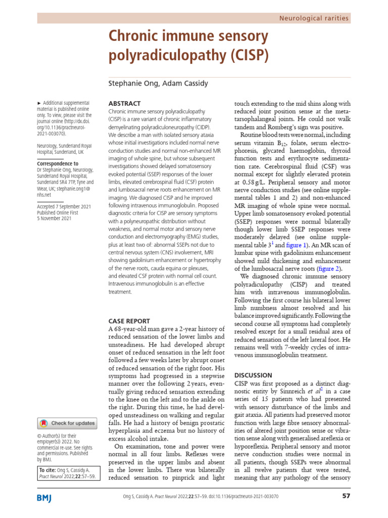 Chronic Immune Sensory Polyradiculopathy (CISP) : Stephanie Ong, Adam ...