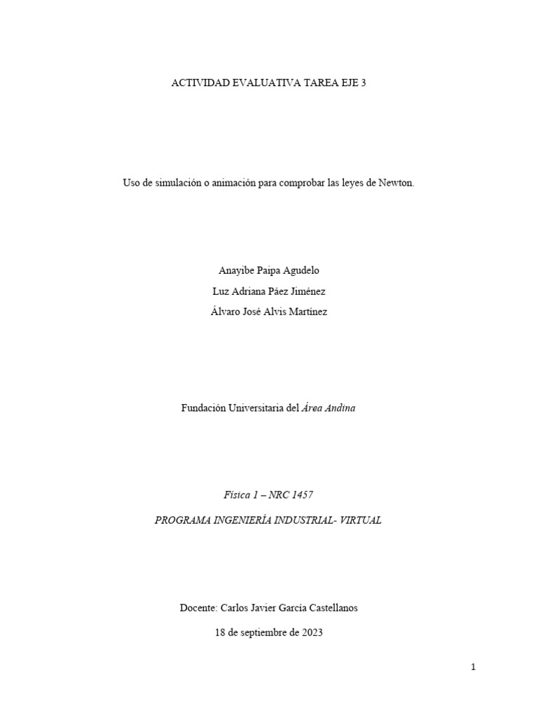 Eje 3 Fisica Solución Final | PDF | Peso | Fuerza