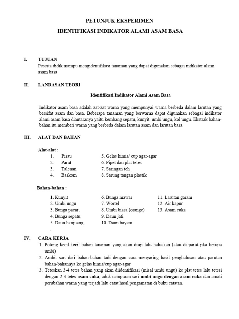 Indikator Alami Asam Basa dari Tanaman | PDF