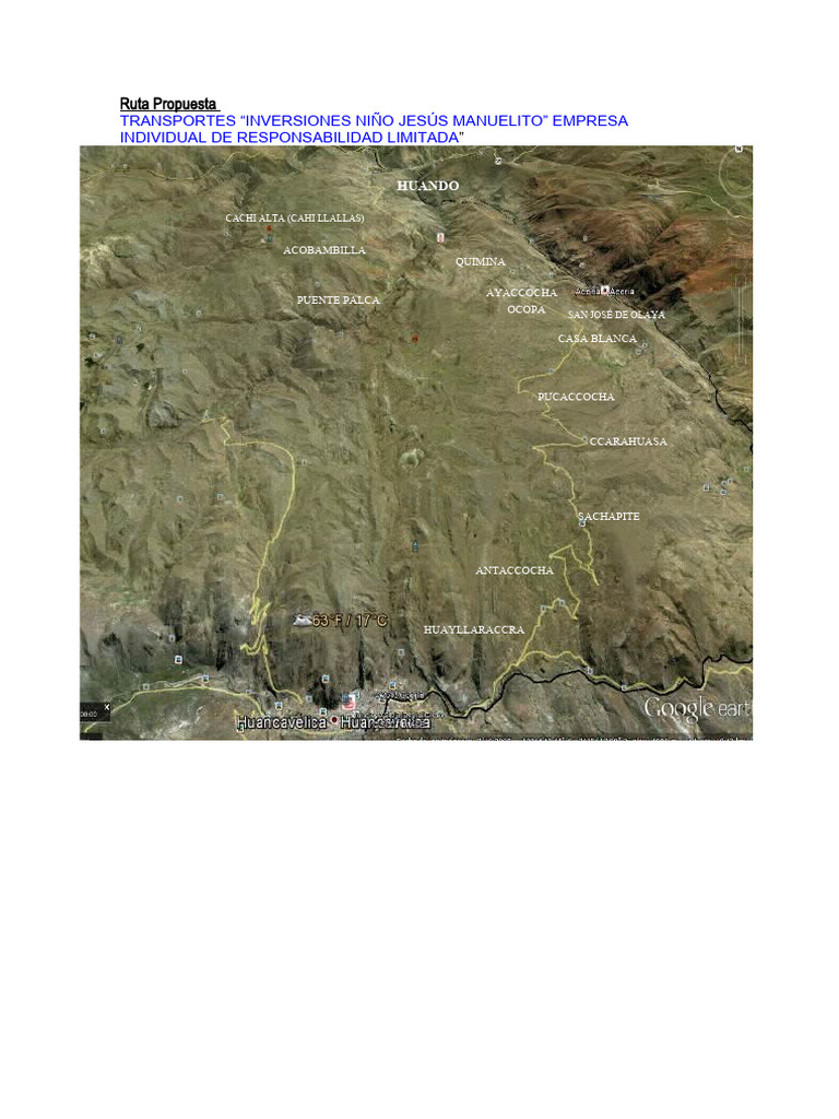 Ruta Propuesta de La Emp. NIñoJesus Manuelito | PDF