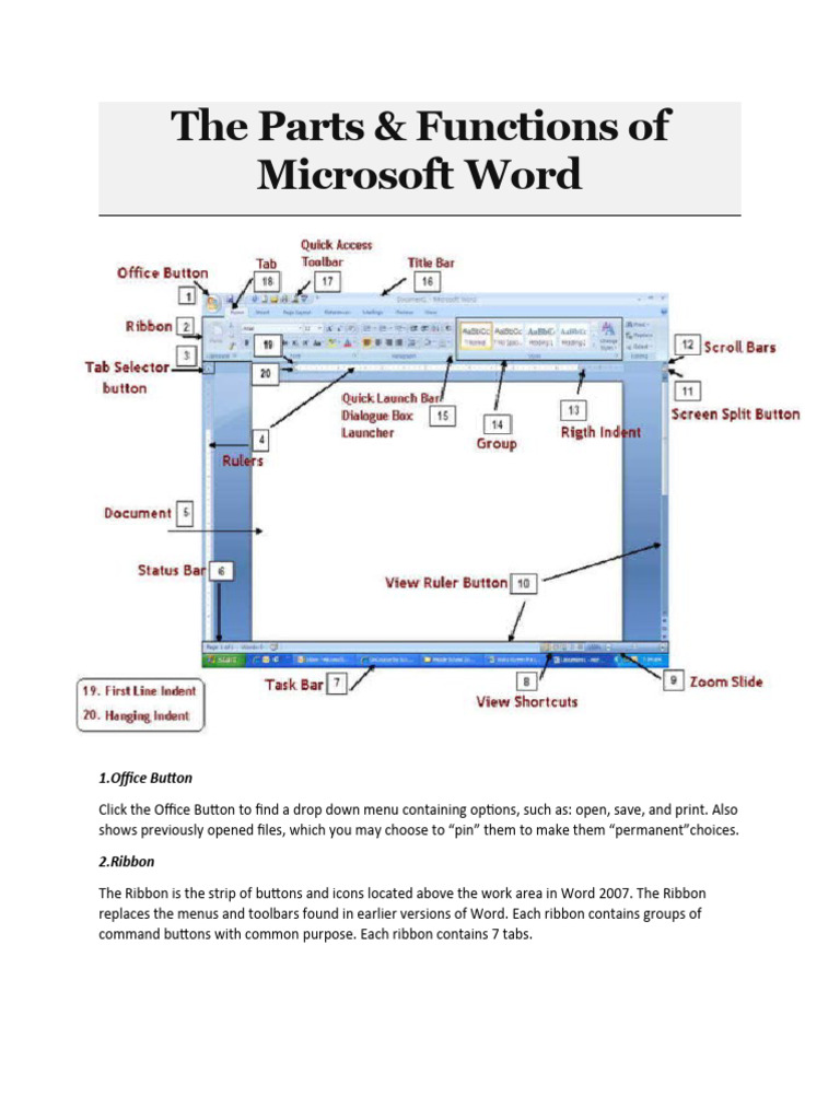 The Parts of Microsoft Word | PDF | Microsoft Word | Human–Computer ...