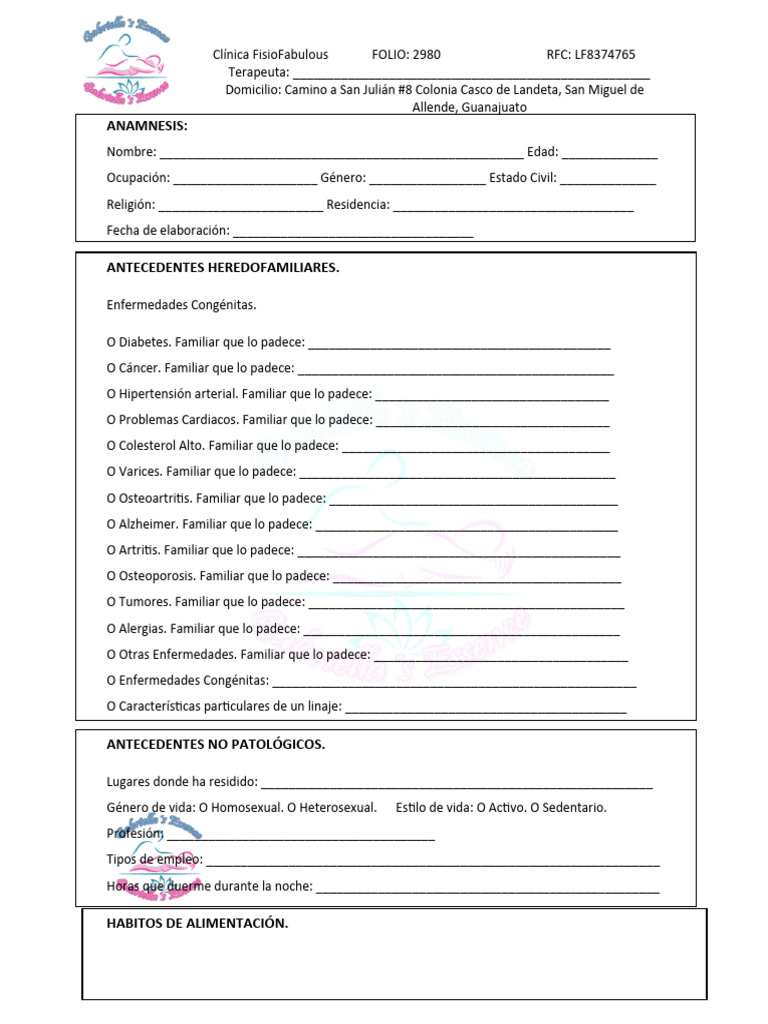 Ficha Médica Estetica | PDF | Medicina CLINICA | Especialidades Medicas