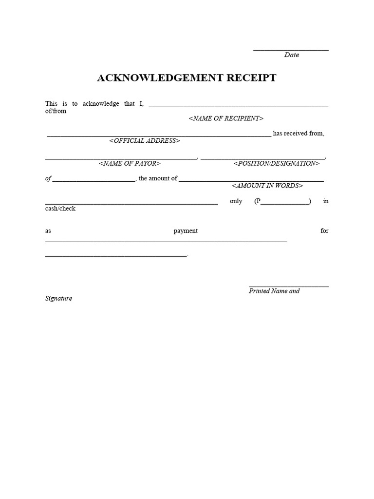 Acknowledgement Receipt Template | PDF